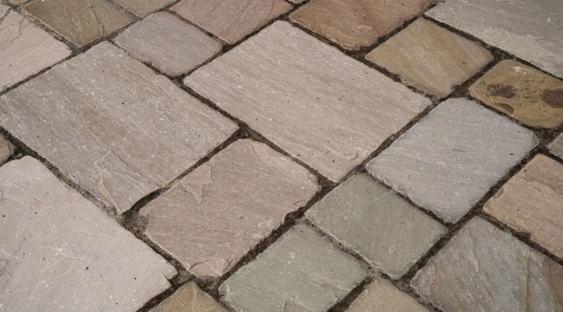 Raj Green Indian Sandstone Tumbled Cobble Paving from Stoneworld
