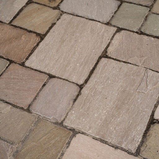 Raj Green Indian Sandstone Tumbled Cobble Paving from Stoneworld