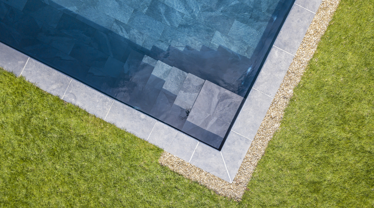Quality Black Limestone Riven Pool Copings From Stoneworld.